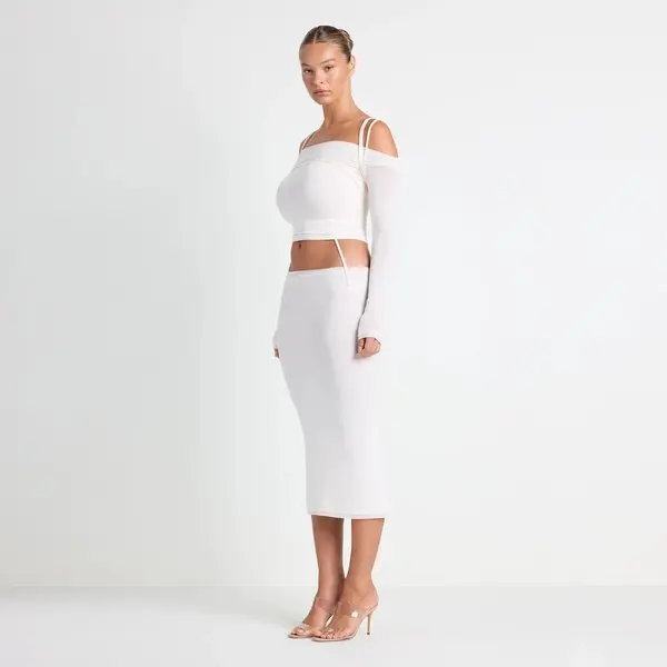 SKIMS Sheer Modal Midi Skirt - Ecru