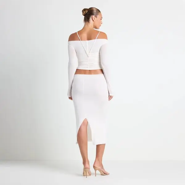 SKIMS Sheer Modal Midi Skirt - Ecru