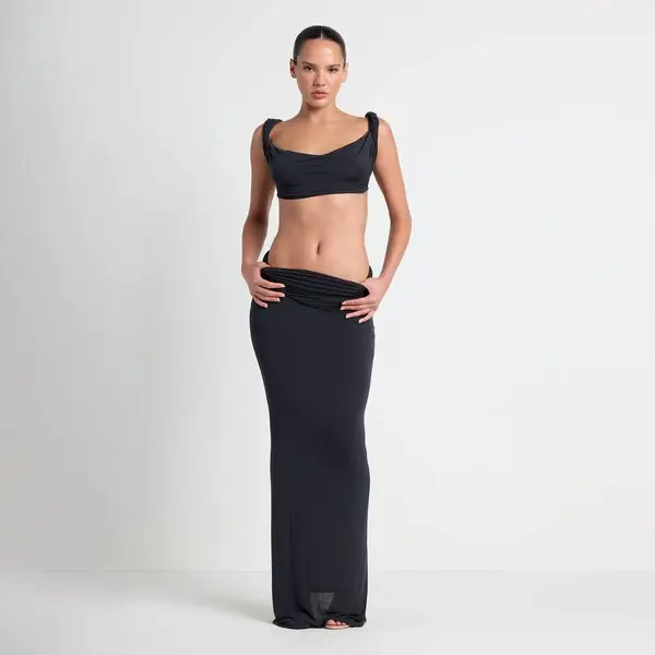 SKIMS Sheer Modal Draped Bralette | Black | | Vettese X - Onyx