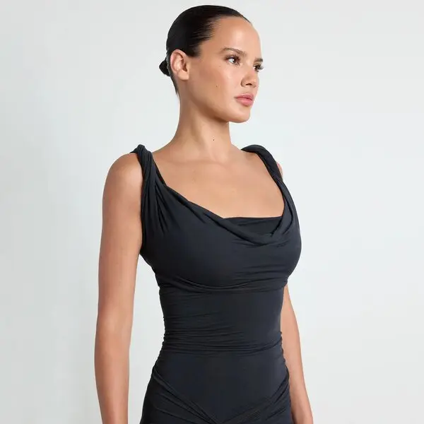 SKIMS Sheer Modal Draped Bralette | Black | | Vettese X