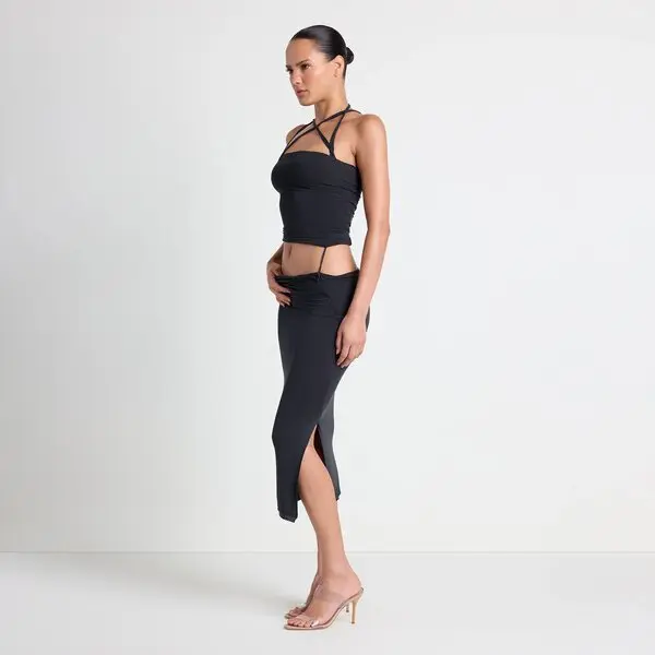 SKIMS Sheer Modal Midi Skirt - Onyx