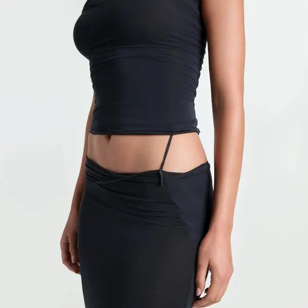 SKIMS Sheer Modal Midi Skirt - Onyx
