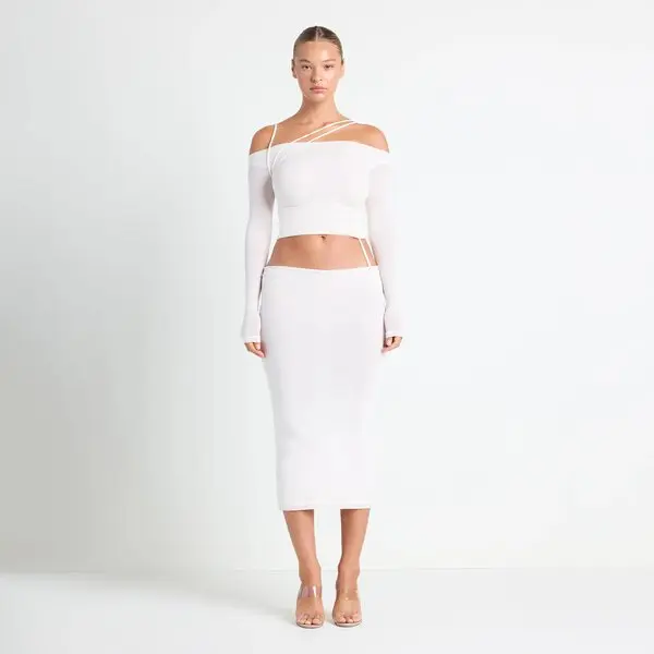 SKIMS Sheer Modal Off-the-shoulder Cropped Top