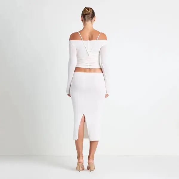 SKIMS Sheer Modal Off-the-shoulder Cropped Top