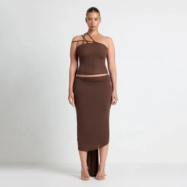 SKIMS Sheer Modal Draped Midi Skirt