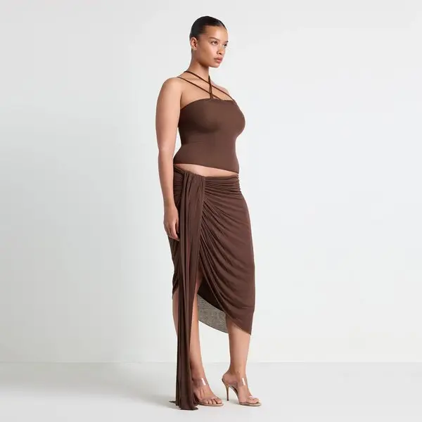 SKIMS Sheer Modal Draped Midi Skirt