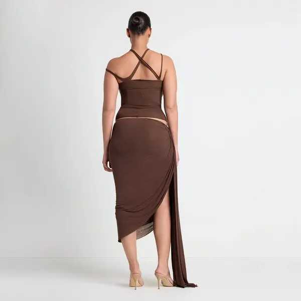 SKIMS Sheer Modal Draped Midi Skirt