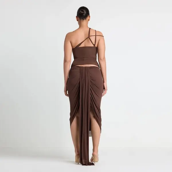 SKIMS Sheer Modal Draped Midi Skirt