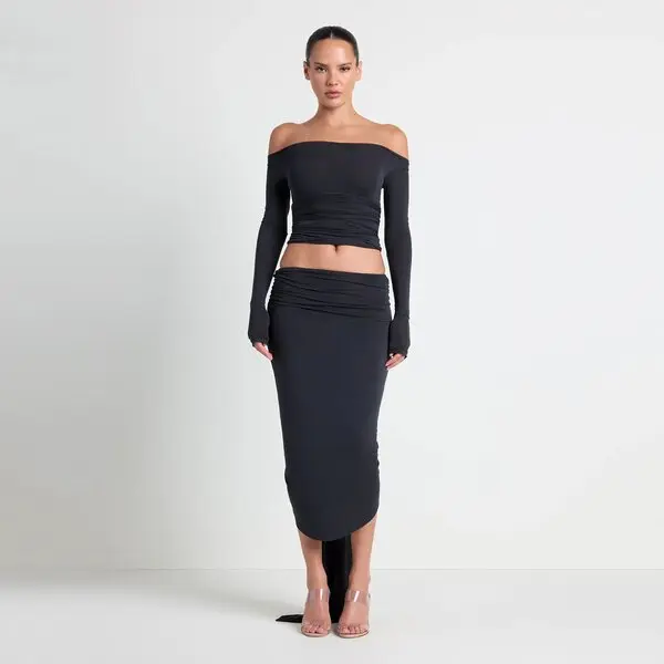SKIMS Sheer Modal Off-the-shoulder Cropped Top