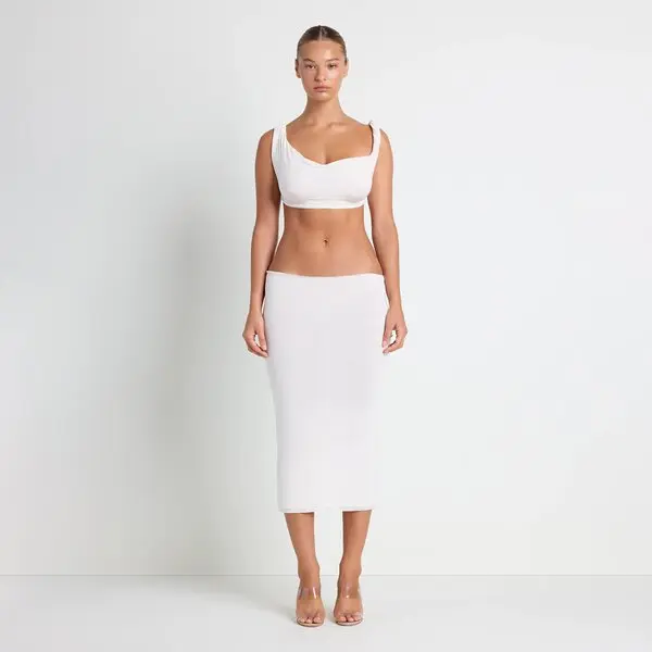 SKIMS Sheer Modal Draped Bralette | White | | Vettese X - Ecru