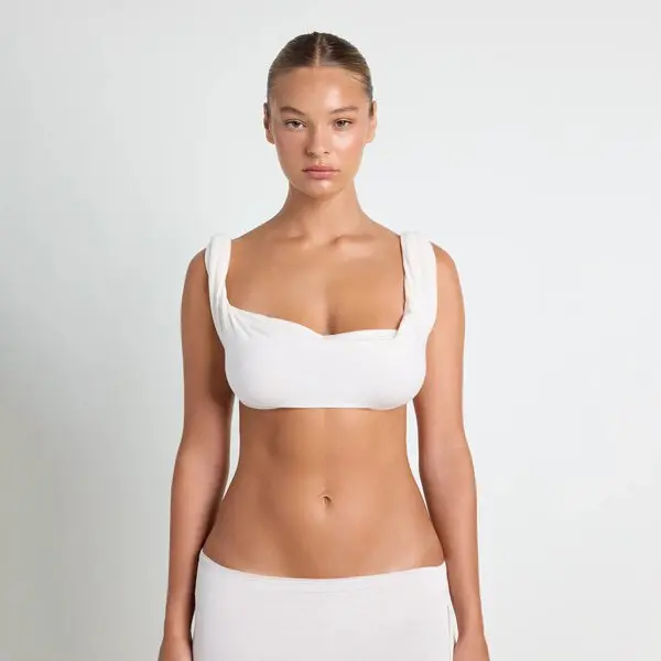 SKIMS Sheer Modal Draped Bralette | White | | Vettese X