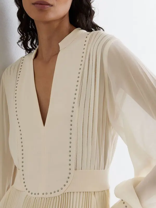 REISS Millie Stud-detail Pleated Midi Dress