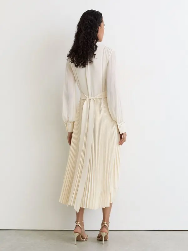 REISS Millie Stud-detail Pleated Midi Dress