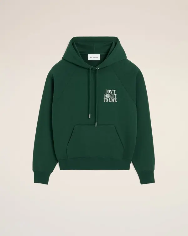 AMI Paris Don't Forget To Love' Hoodie - Bottle Green