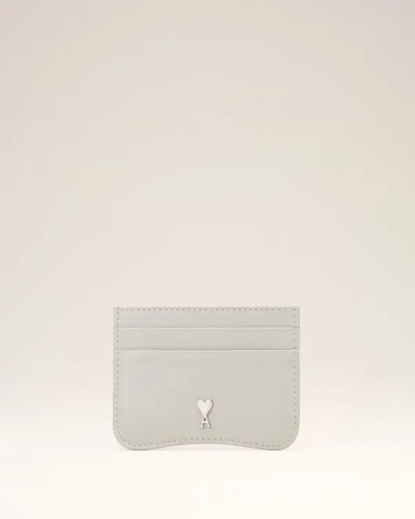 AMI Paris Grey Paris Paris Zipped Cowhide Leather Card Holder Green