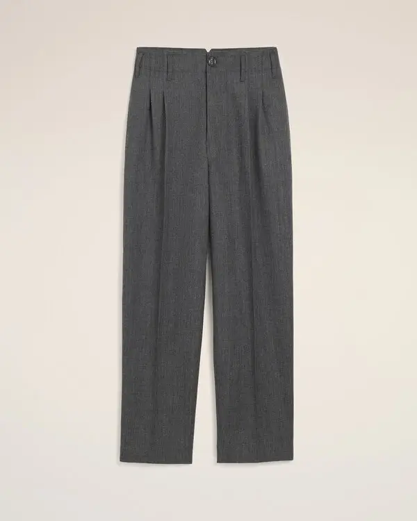 AMI Paris Grey Wool Trousers - Carbon Grey