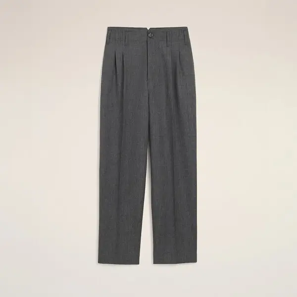 AMI Paris Grey Wool Trousers - Carbon Grey