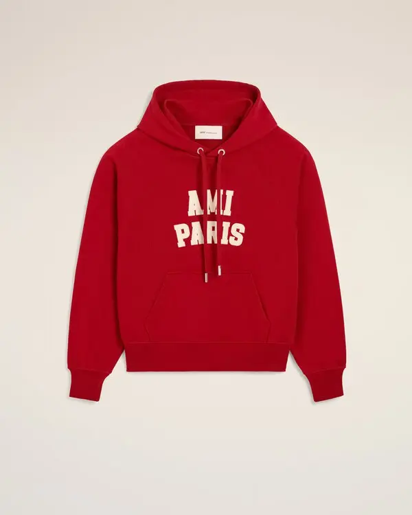 AMI Paris Embroidered Organic Cotton Hoodie