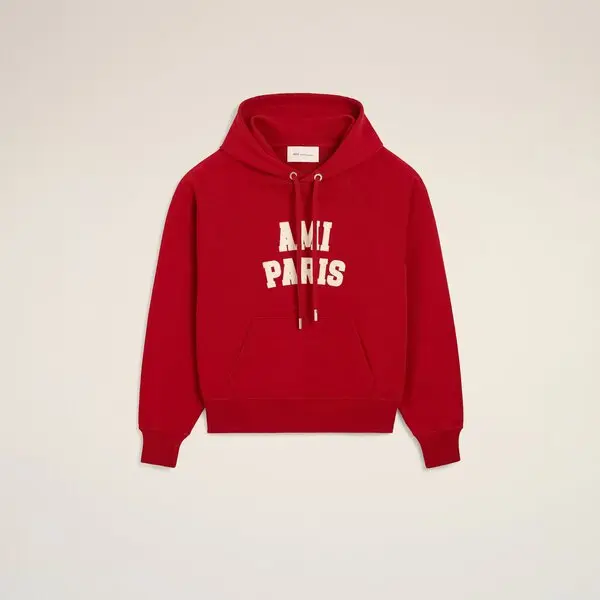 AMI Paris Embroidered Organic Cotton Hoodie