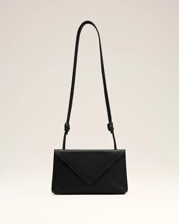 AMI Paris Etienne Taurillon Leather Envelope Phone Holder - Black