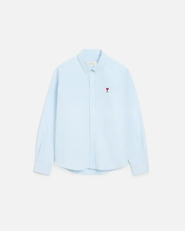 AMI Paris Blue Cotton Shirt - Sky Blue