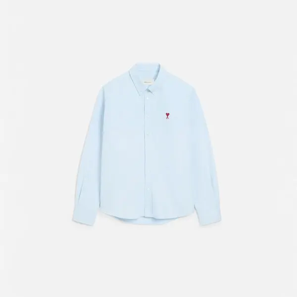 AMI Paris Blue Cotton Shirt - Sky Blue