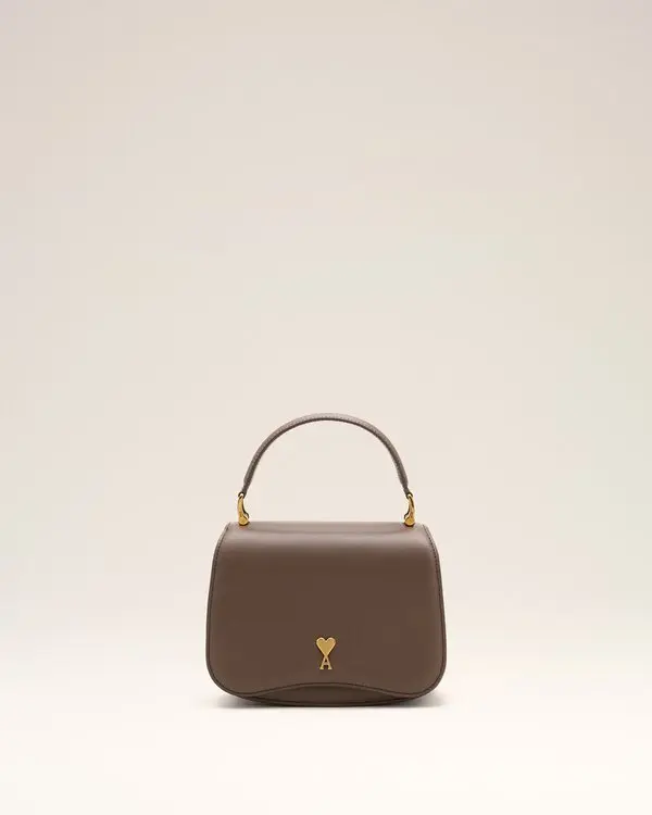 AMI Paris Brown Cowhide Leather Paris Paris Top Handle Bag Brown