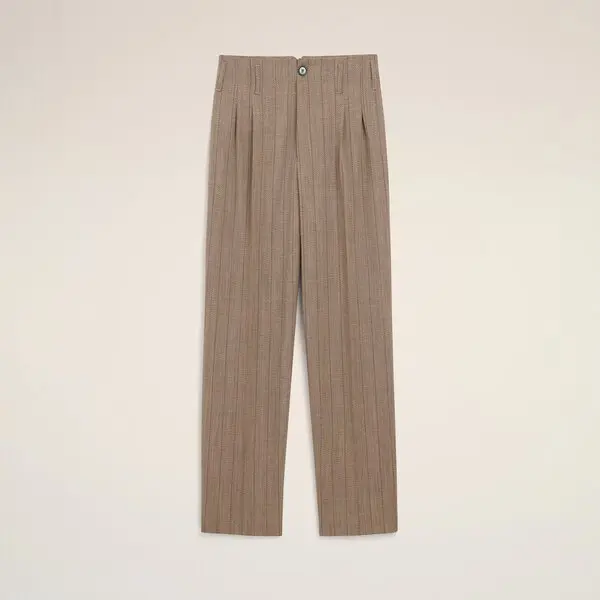 AMI Paris Wool Two-pleats Trousers - Choco Brown/ruby Red