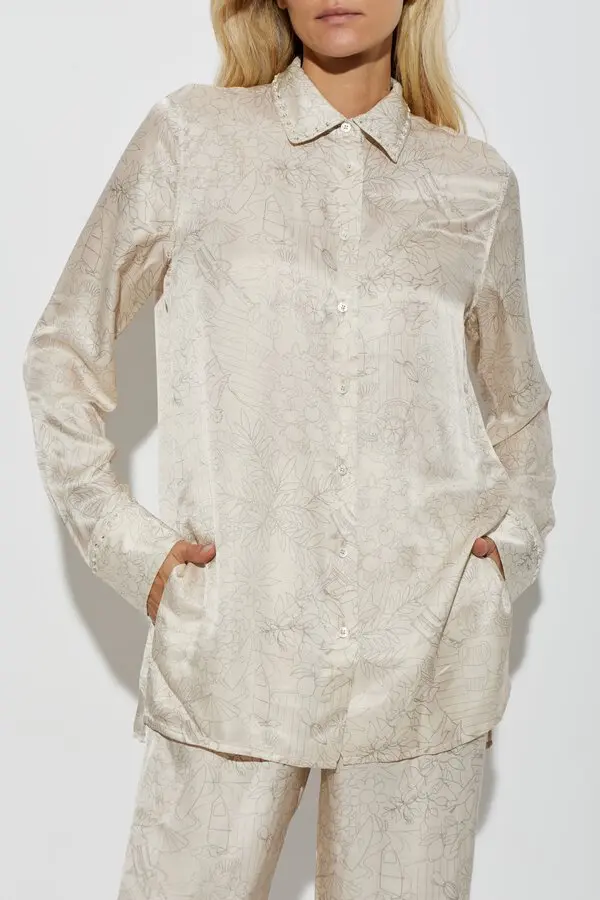 GOLDEN GOOSE Floral Motif Silk Blend Shirt