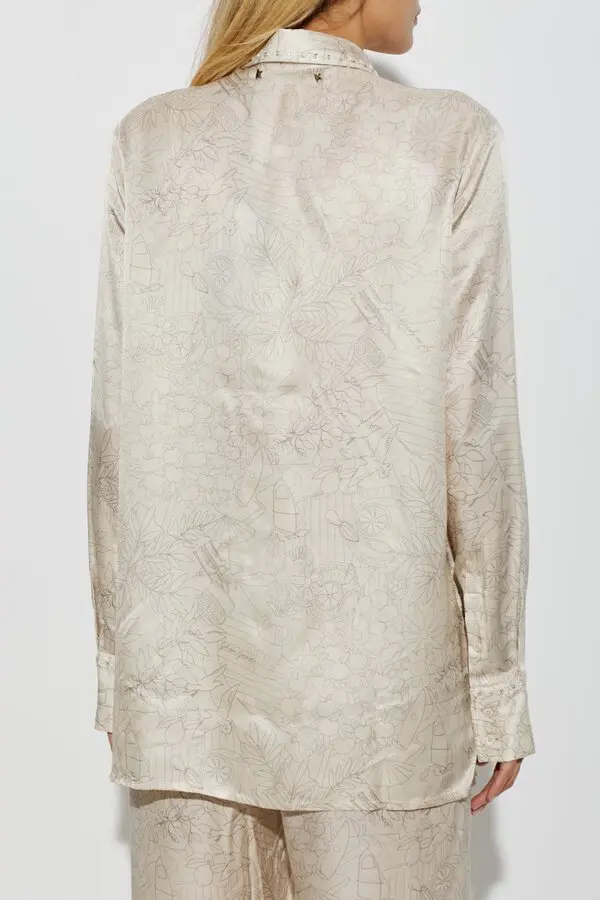 GOLDEN GOOSE Floral Motif Silk Blend Shirt