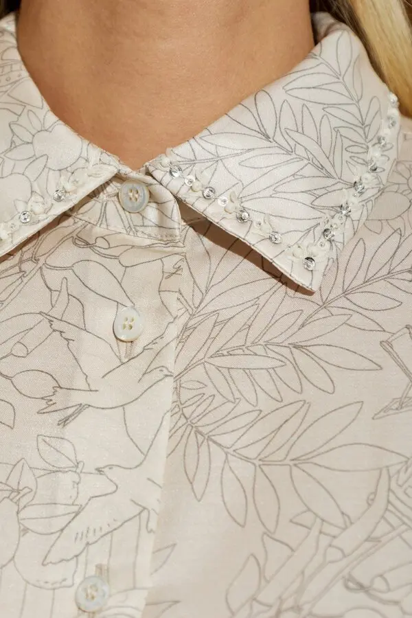 GOLDEN GOOSE Floral Motif Silk Blend Shirt