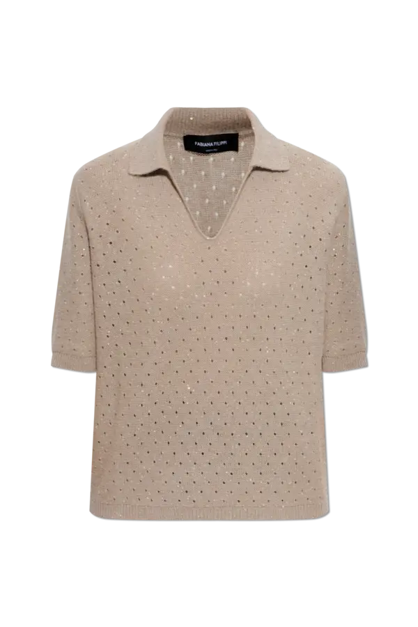 Fabiana Filippi Polo With Shimmering Sequins - Beige
