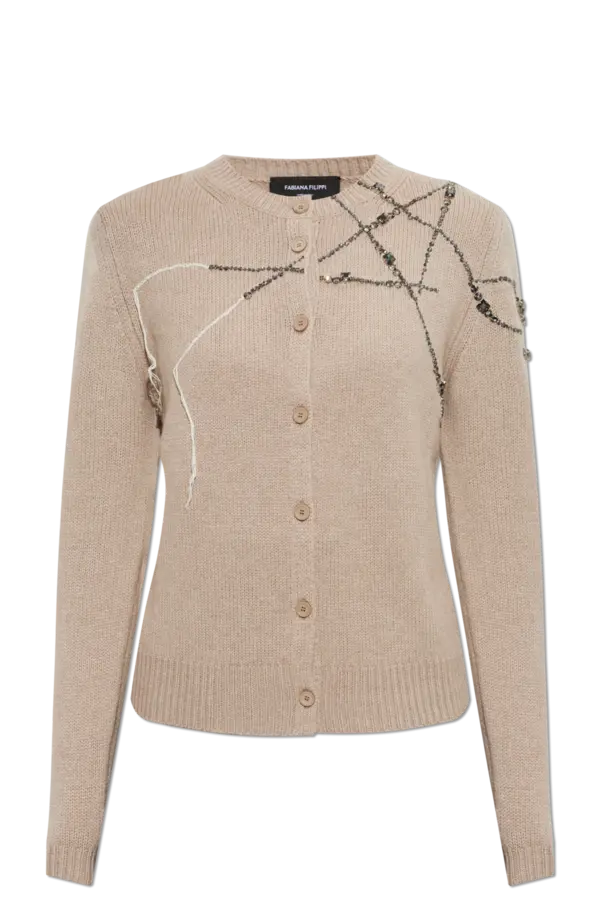 Fabiana Filippi Embellished Knit Cardigan - Beige