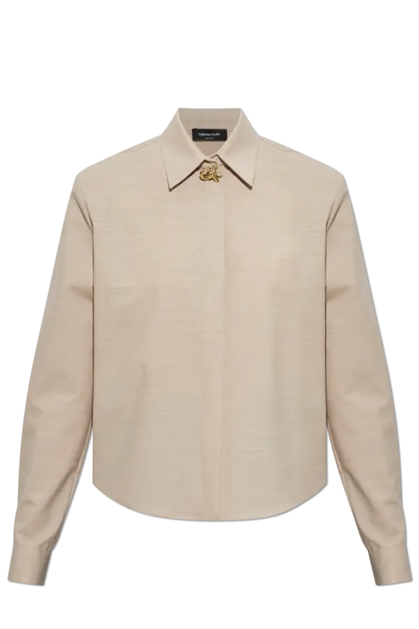 Fabiana Filippi Textured Shirt With Gold Appliqu - Beige