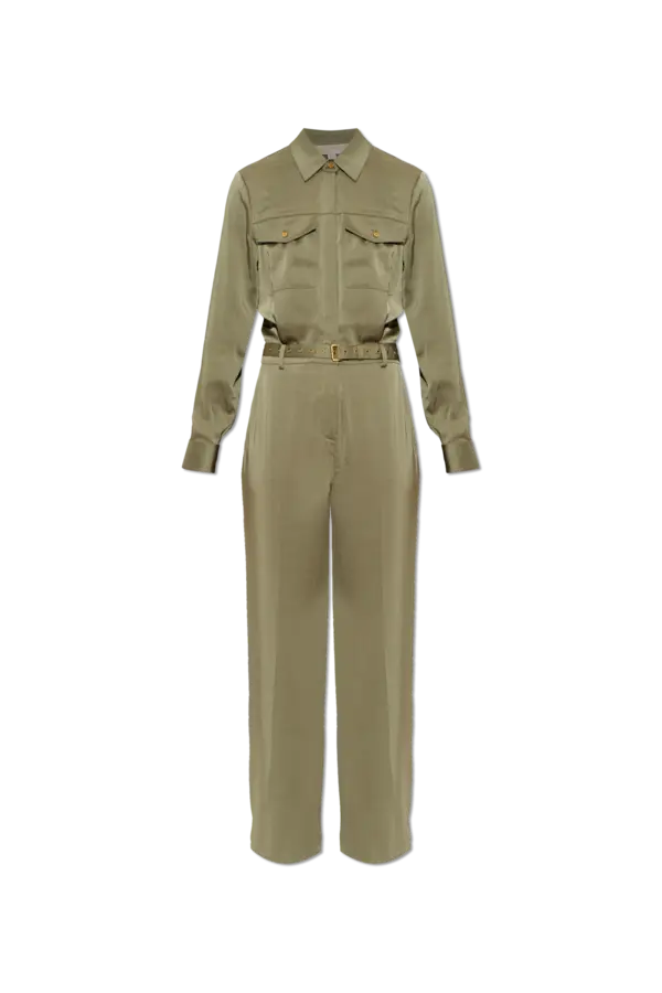 Michael Kors Satin Jumpsuit With Belt - Green