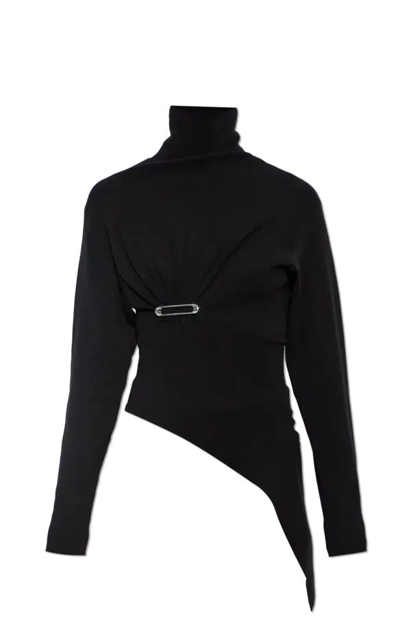 LANVIN Asymmetrical Turtleneck With Applique - Black