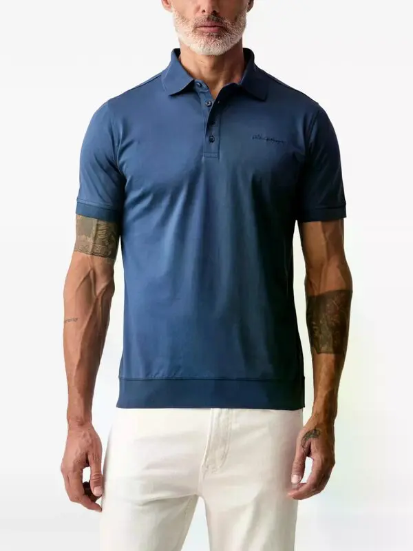Karl Lagerfeld Logo-embroidered Short-sleeve Polo Shirt - Blue
