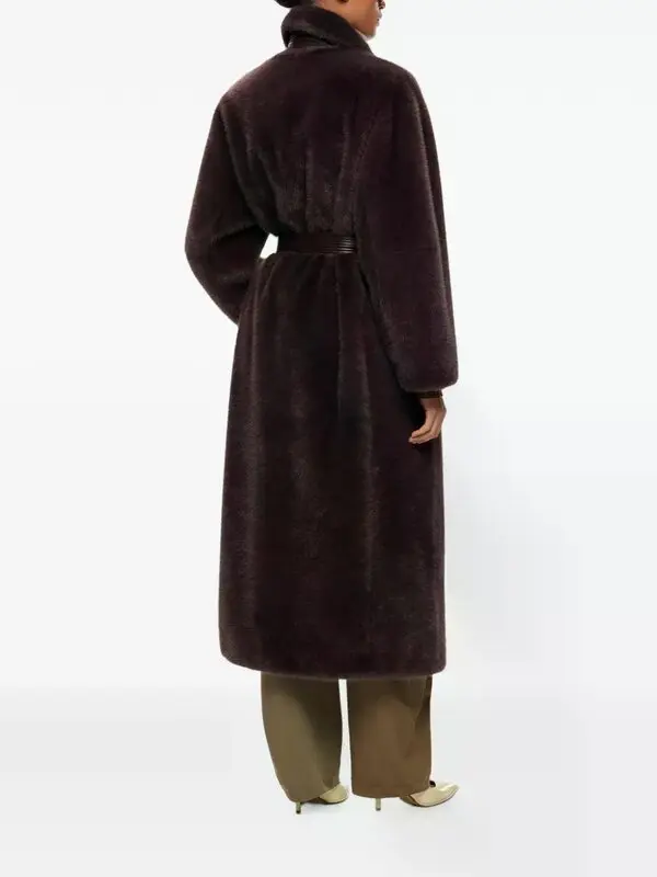 Pinko Long Faux-fur Belted Coat