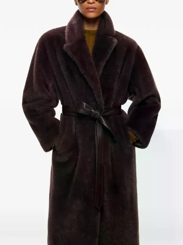 Pinko Long Faux-fur Belted Coat