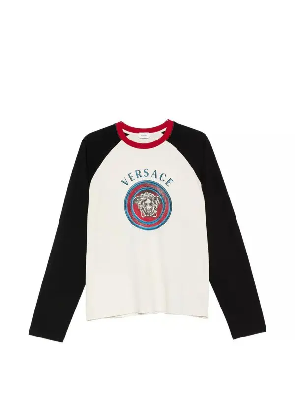 Versace Medusa-print Raglan-sleeve T-shirt - Neutrals