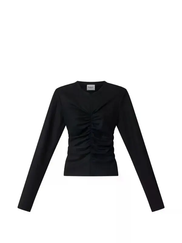 MARANT ETOILE Ruched Jersey Long Sleeve Top - Black