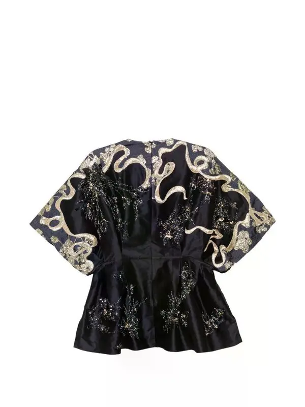 Biyan Embellished Taffeta Peplum Blouse