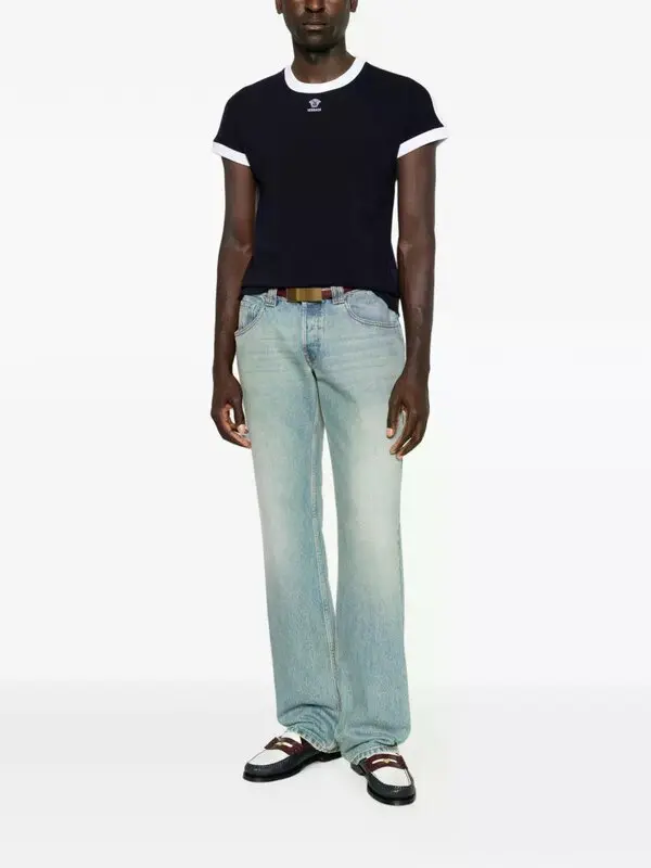 Versace Logo-embroidered Ringer T-shirt