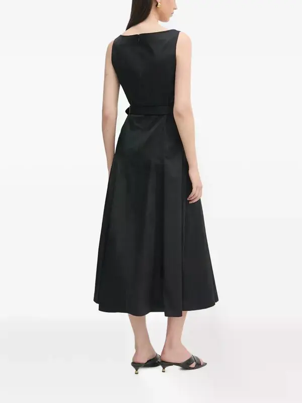 Luisa Spagnoli Round Neck Sleeveless Belted Midi Dress