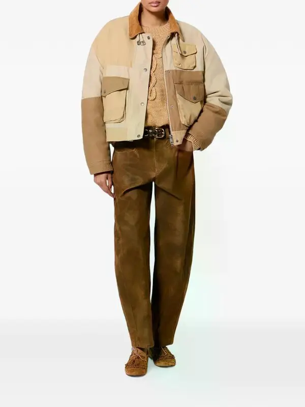 MARANT ETOILE Patchwork Corduroy-collar Jacket - Neutrals