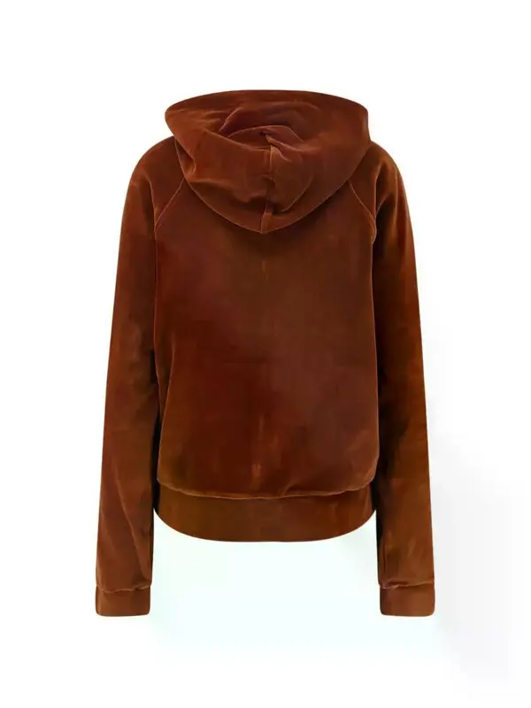TOM FORD Stretch Cotton Velour Zip Hoodie With Tonal Tf Embroidered Logo - Brown