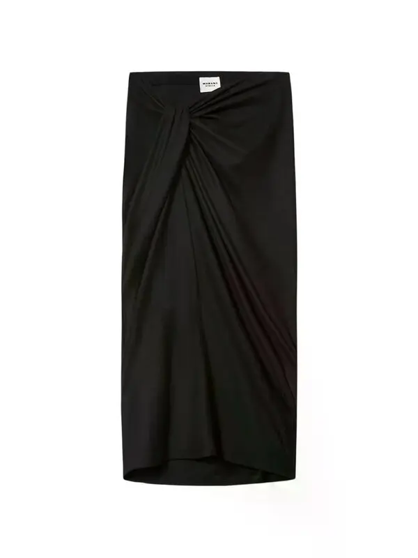 MARANT ETOILE Draped Knot-detail Midi Skirt - Black