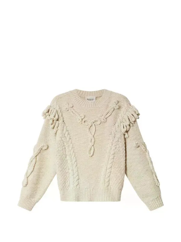 MARANT ETOILE Aran-knit Fringed Sweater