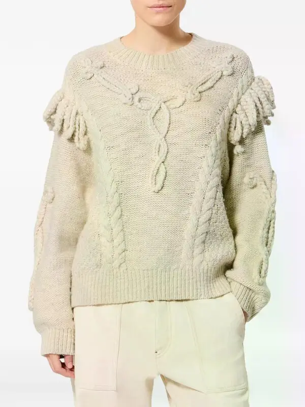 MARANT ETOILE Aran-knit Fringed Sweater