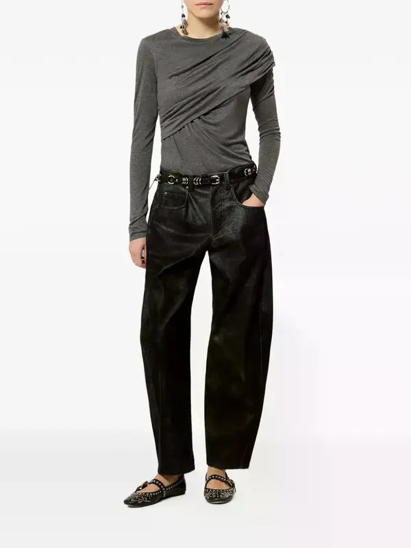 MARANT ETOILE Belky Barrel-fit Faux-suede Trousers